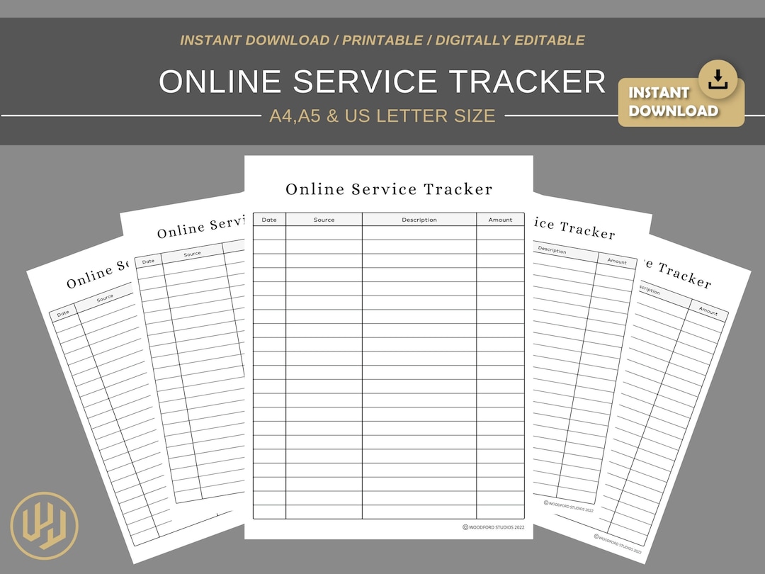 Online Service Tracker Subscription | Digital Planner | Instant ...