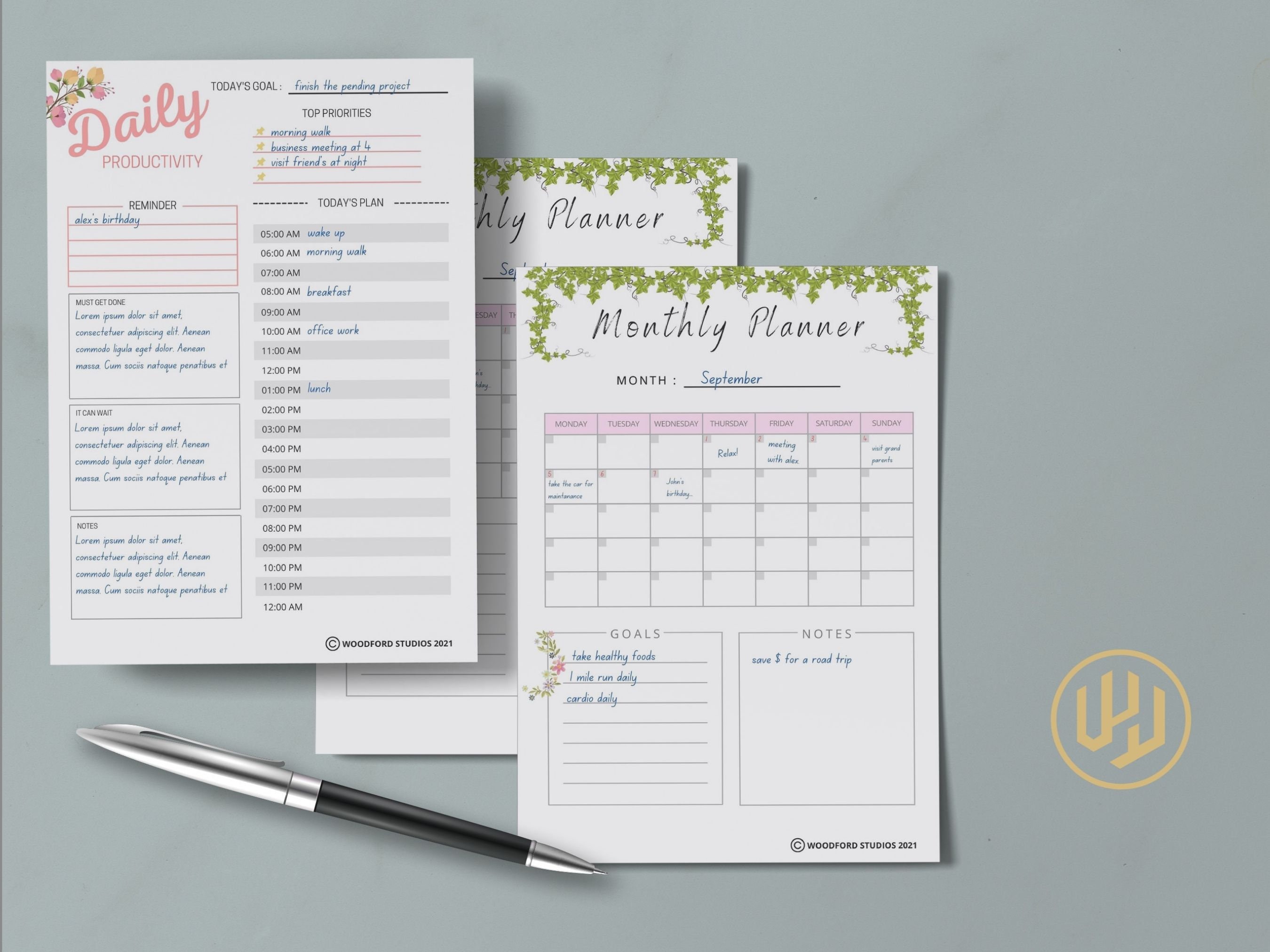 Daily Weekly Monthly Printable Planner Digital Planner Instant Download ...