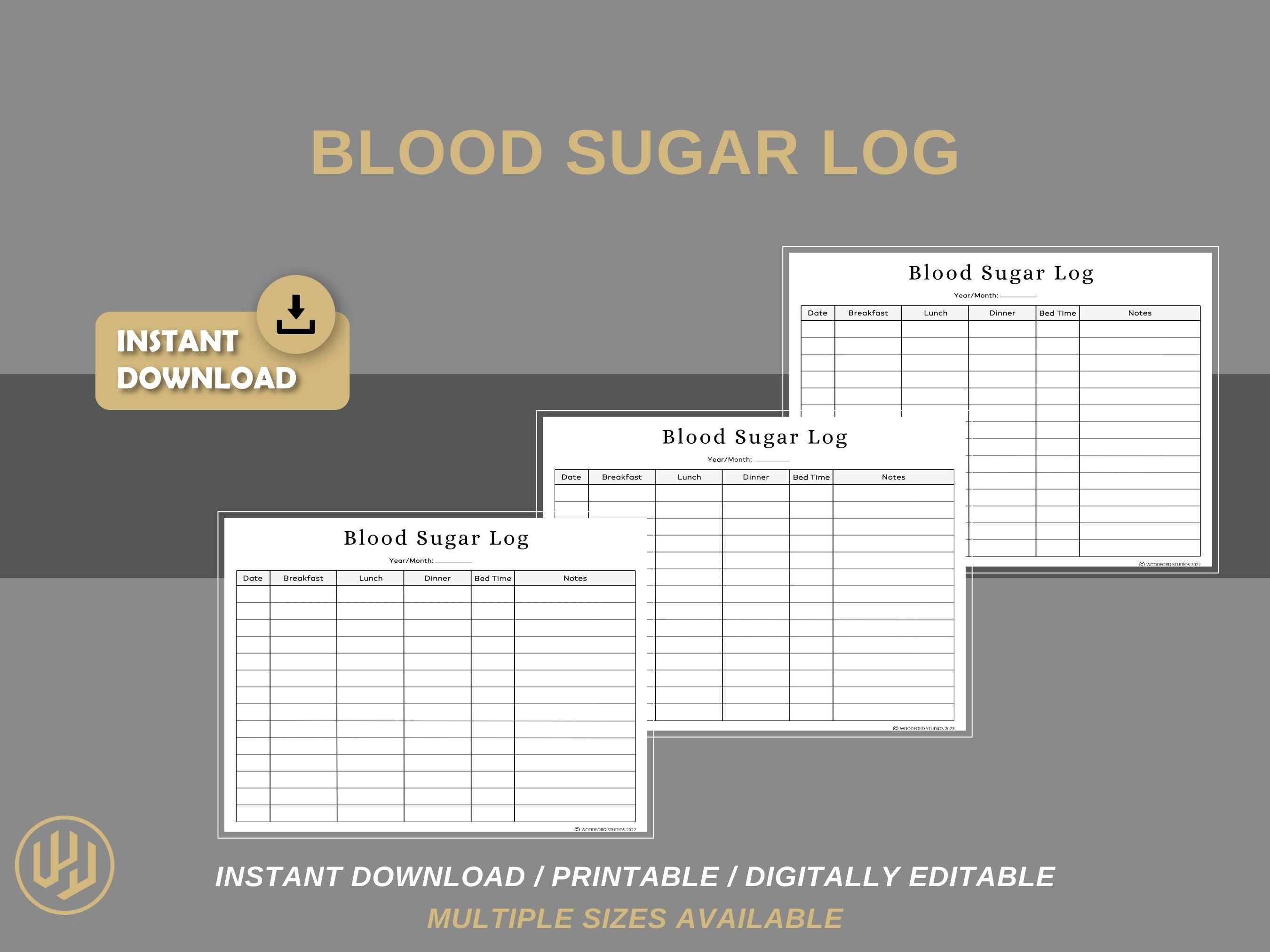 Blood Sugar Tracker Log | Digital Planner | Instant Download Planner ...