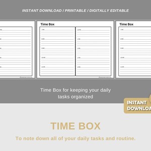 Time Box Daily Printable Planner | Digital Planner | Instant Download ...