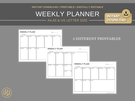Weekly Daily Printable Box Planner Bundle Digital Planner - Etsy