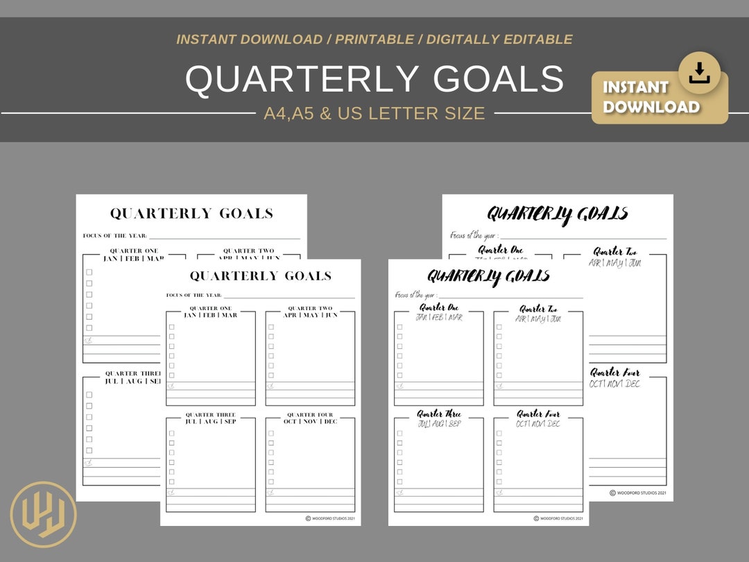 Quarterly Goals Printable Planner Digital Planner Instant Download ...