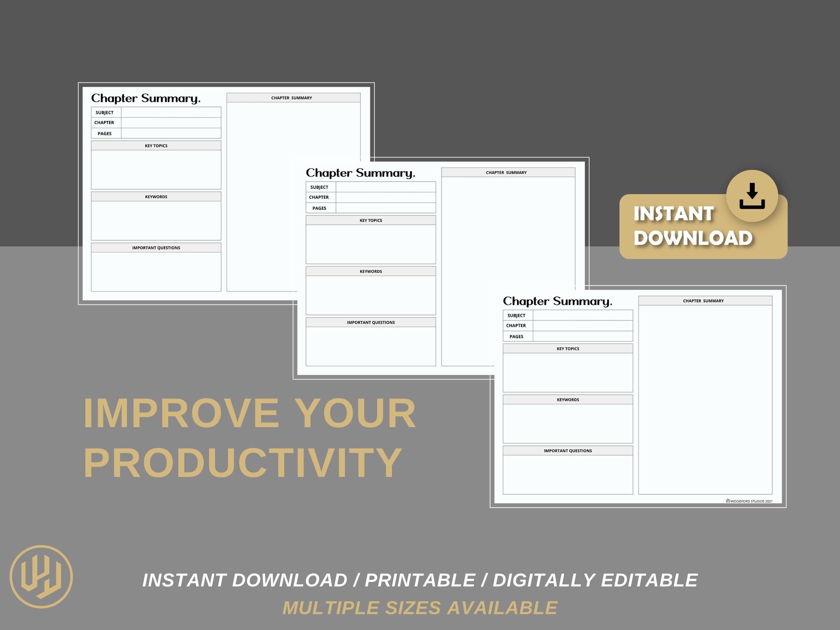 Chapter Summary Student Printable Planner | Digital Planner | Instant ...