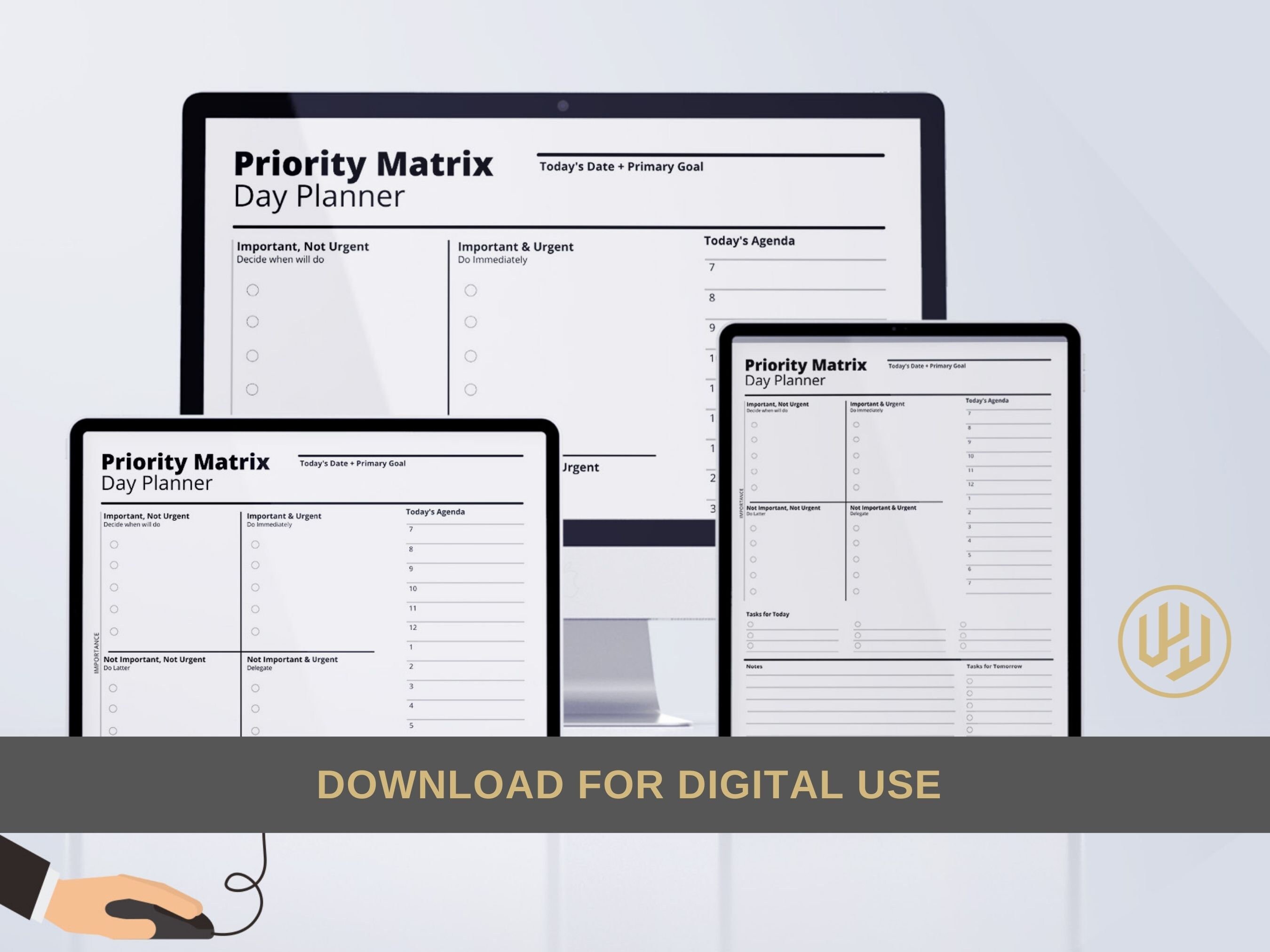 Priority Matrix Day Printable Planner Digital Planner Instant Download ...