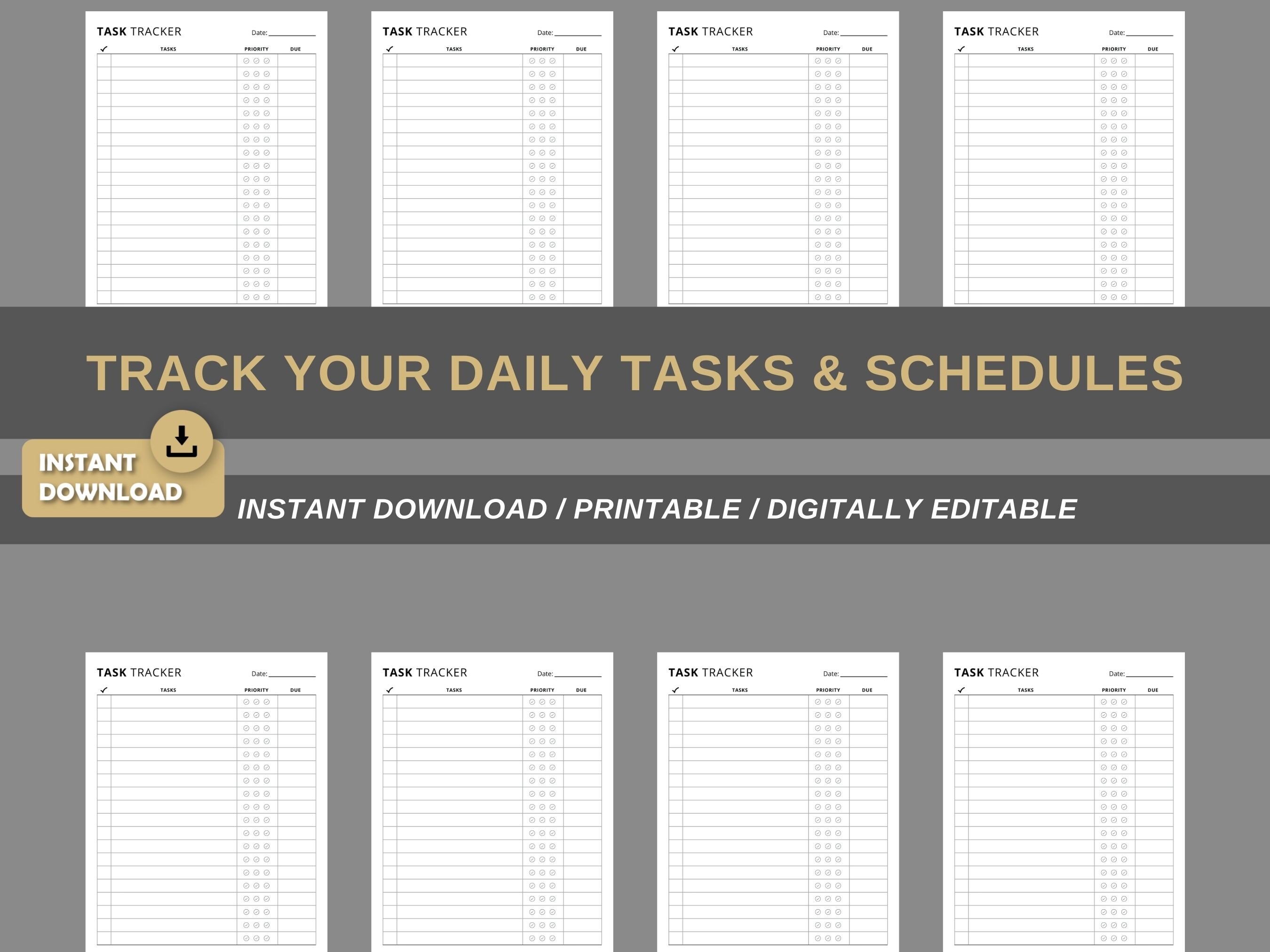 Work From Home Task Tracker Printable Digital Planner Instant Download ...