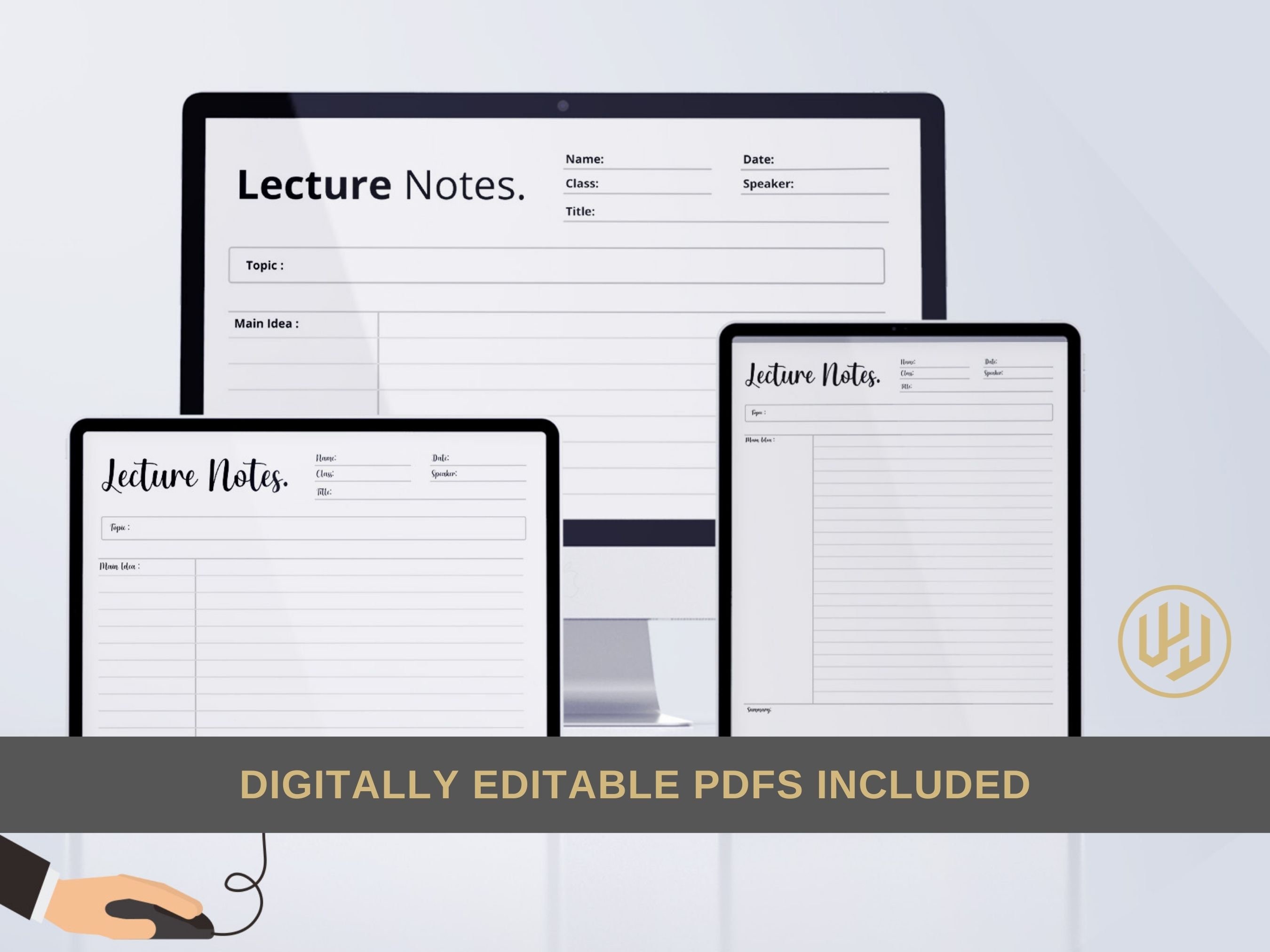 Lecture Notes Printable Paper Bundle Digital Planner Instant Download ...
