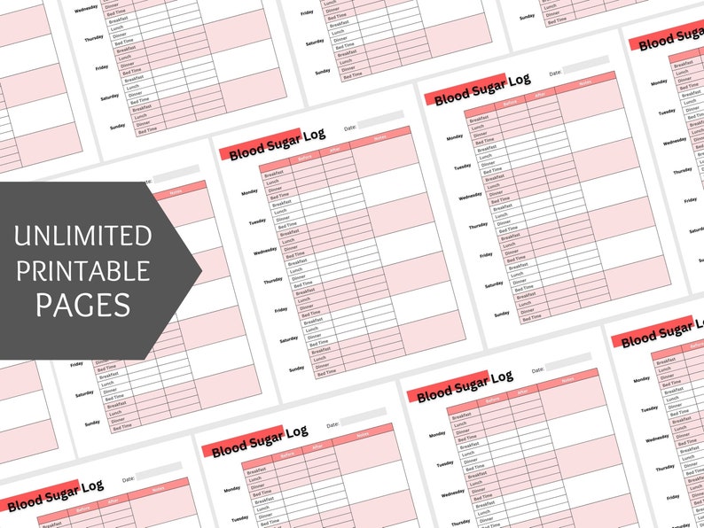 Blood Sugar Log Printable Tracker Editable Printable Glucose Tracker ...