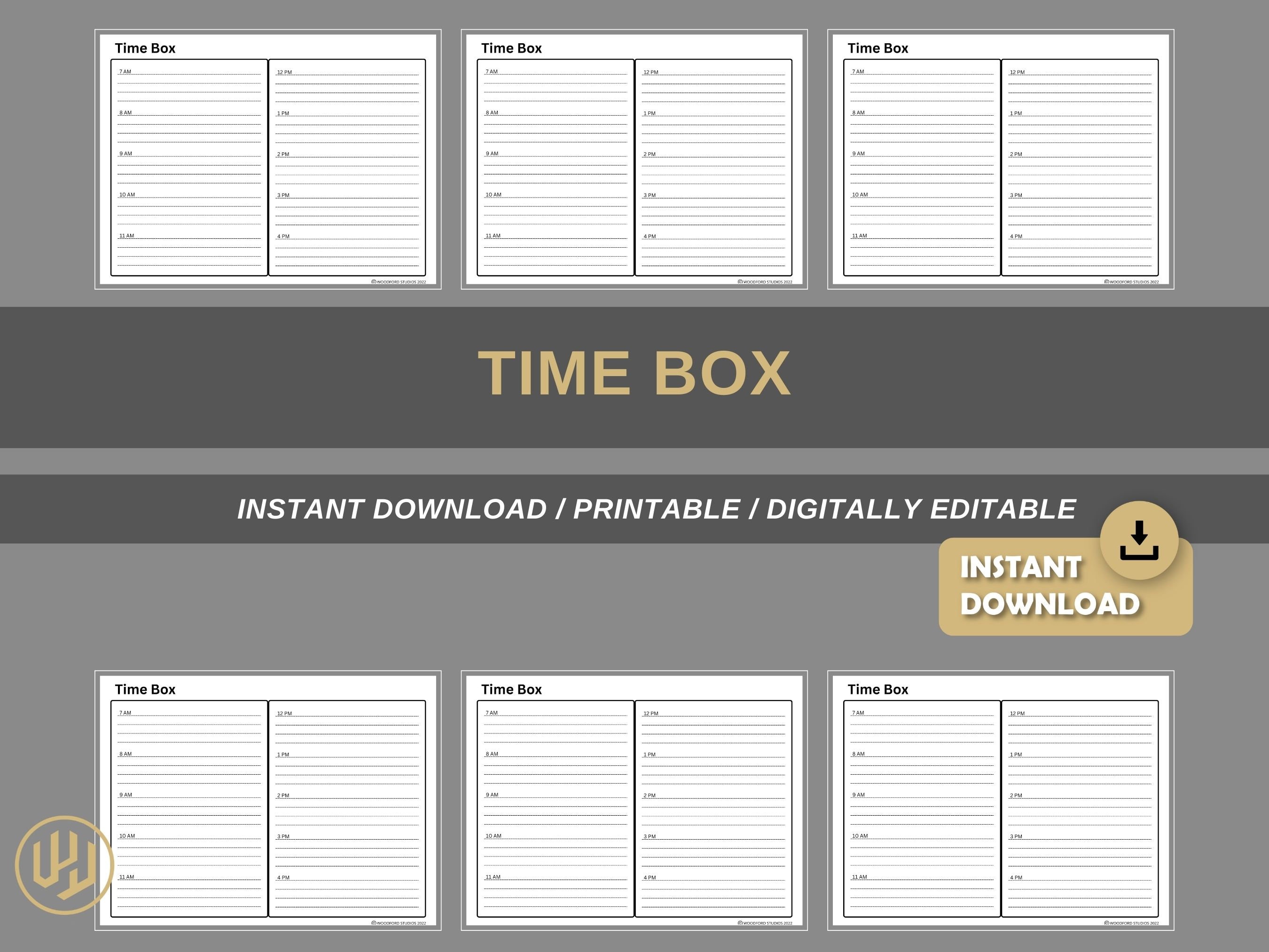 Time Box Daily Printable Planner Digital Planner Instant Download ...
