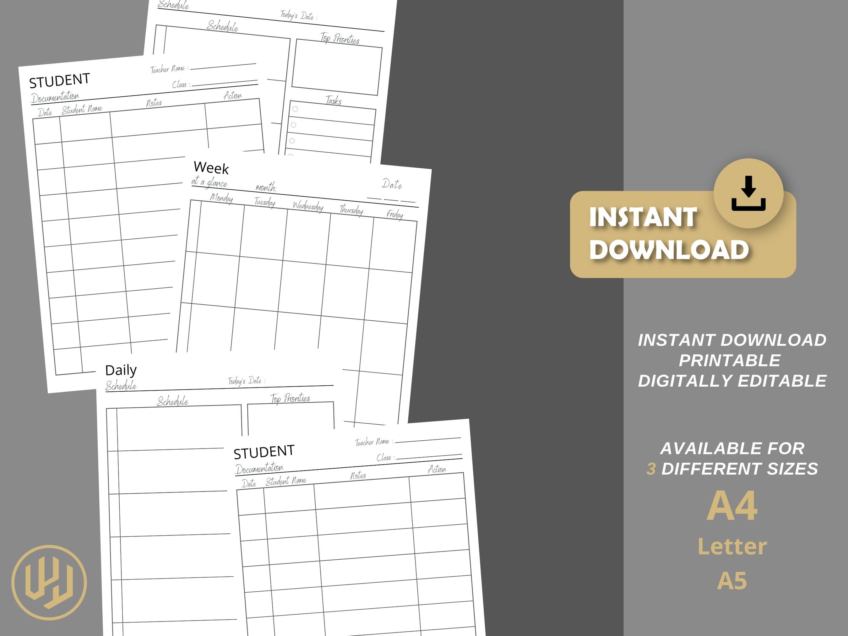 Teacher Class Tracker Printable Planner Digital Planner Instant ...