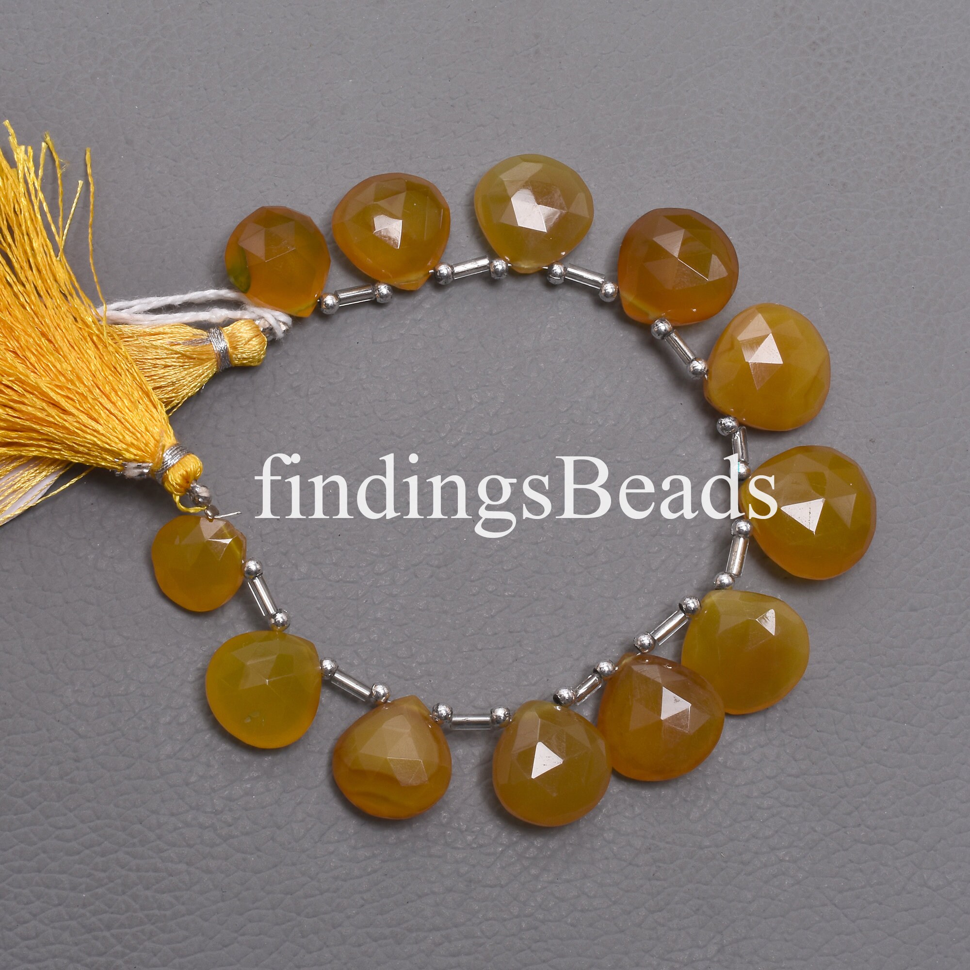 Jewelry Making & Beading Faceted Heart Shape Yellow Chalcedony Beads ...
