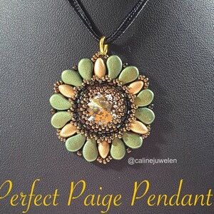 ENG Beaded Pendant Tutorial, Pattern, Beadweaving Tutorial, Perfect Paige Pendant, Rivoli ...