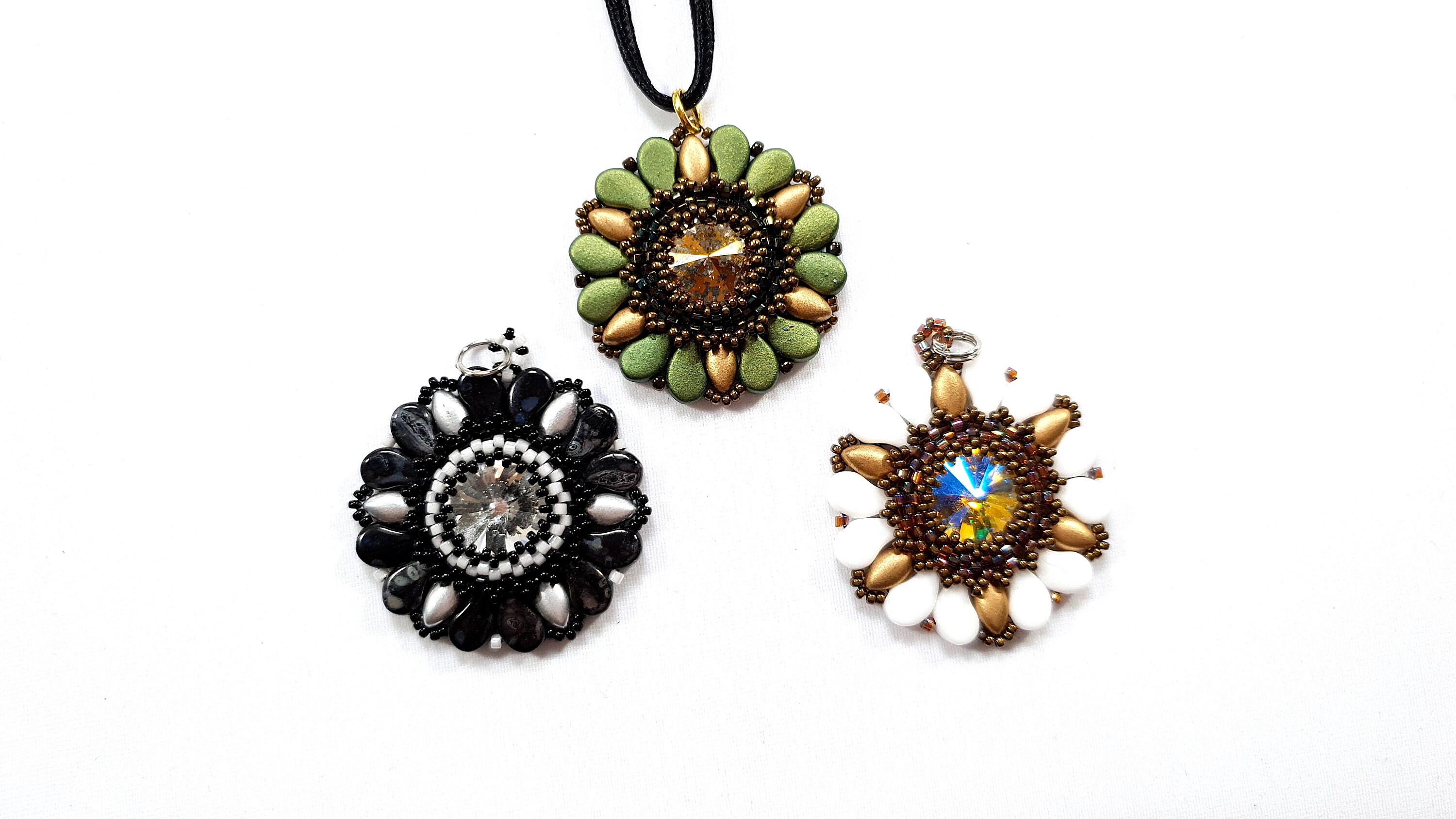 ENG Beaded Pendant Tutorial, Pattern, Beadweaving Tutorial, Perfect Paige Pendant, Rivoli ...