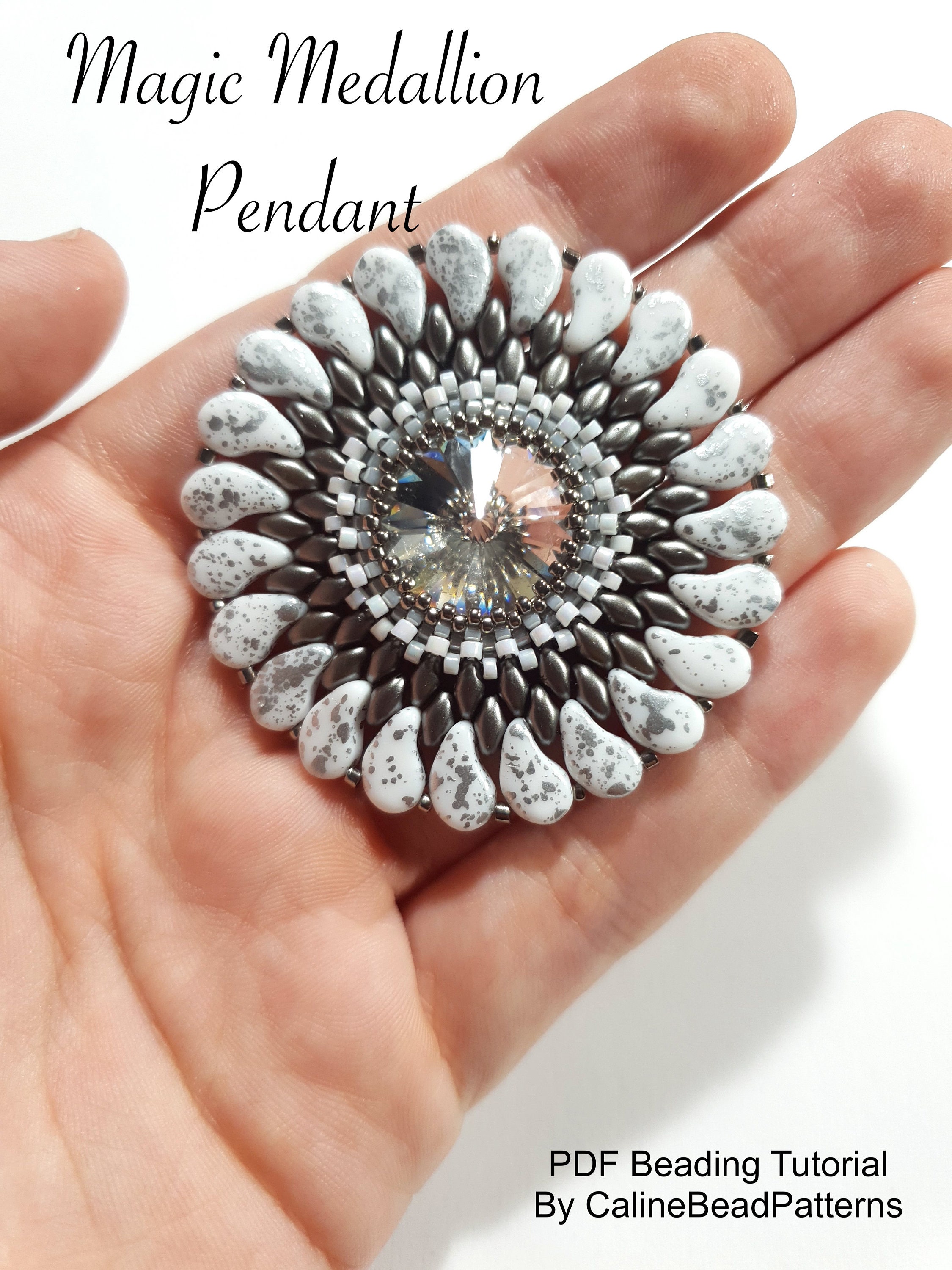 ENG PDF Beaded Pendant Tutorial, Pattern, Magic Medallion Pendant, Beadweaving Tutorial, Paisley ...