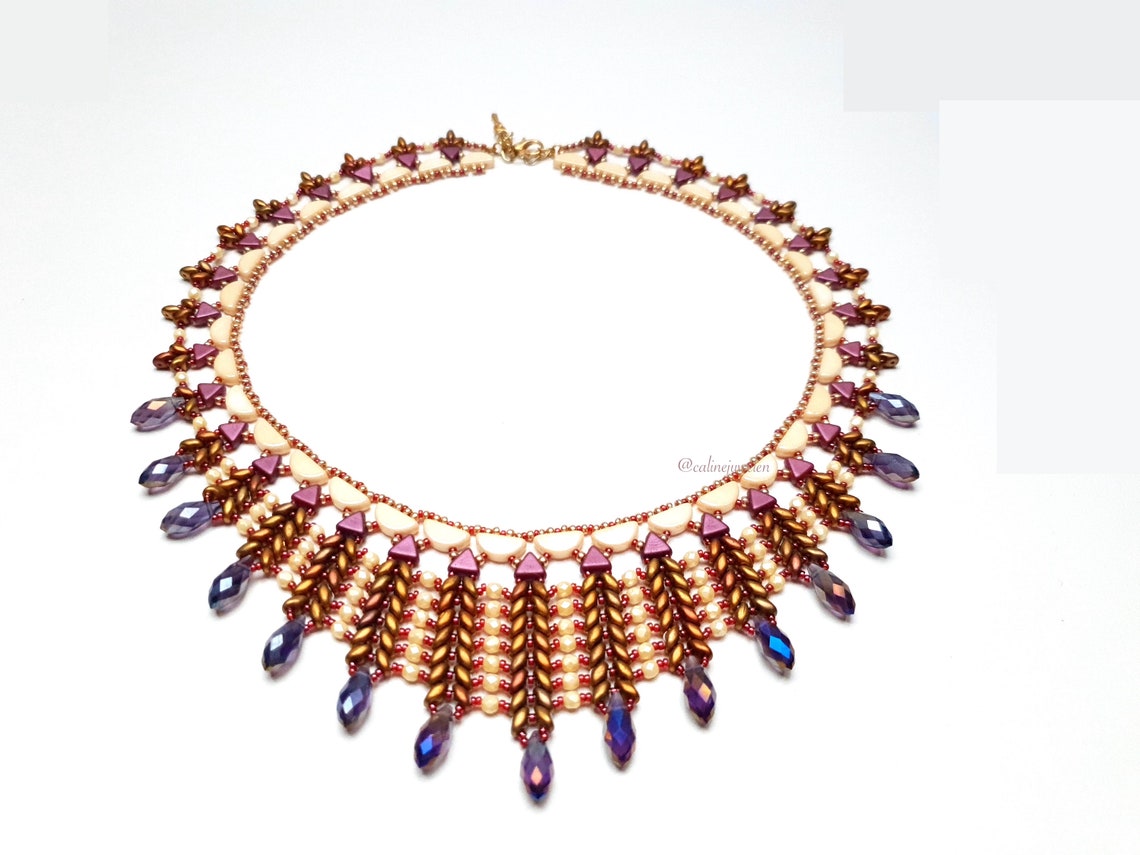 ENG Beaded Waterfall Necklace Tutorial Pattern Beadweaving - Etsy