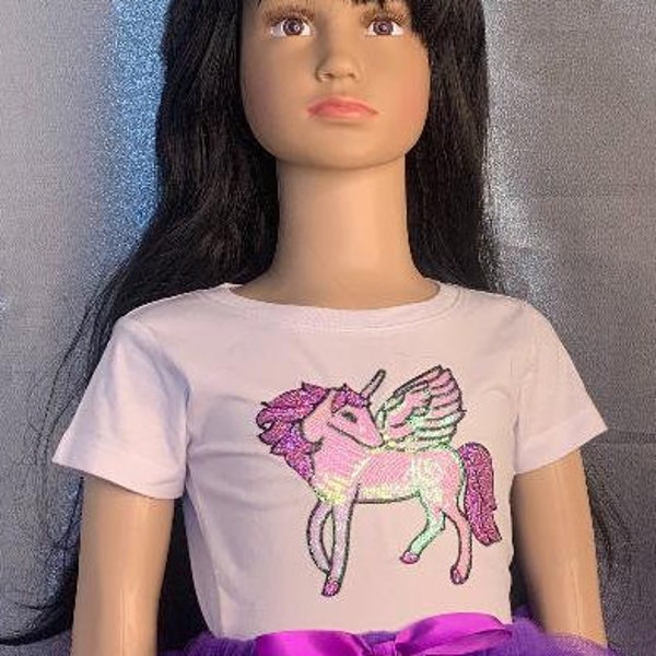 Unicorn Sequin Girls Shirt - Etsy