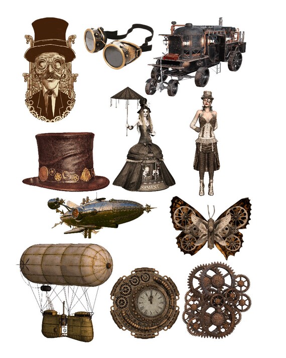 Steampunk Sticker Set | Etsy