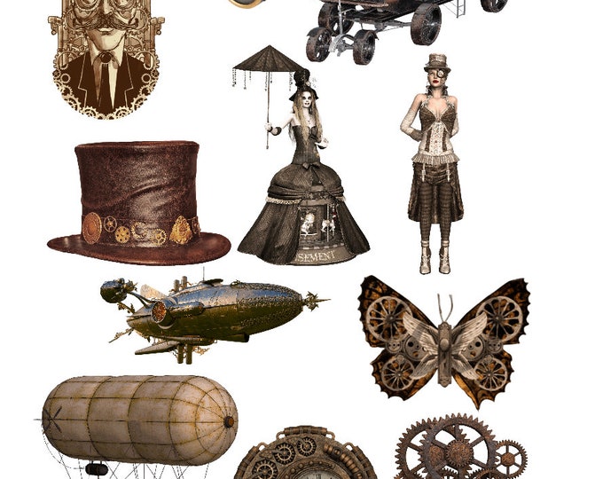 Steampunk Sticker Set - Etsy