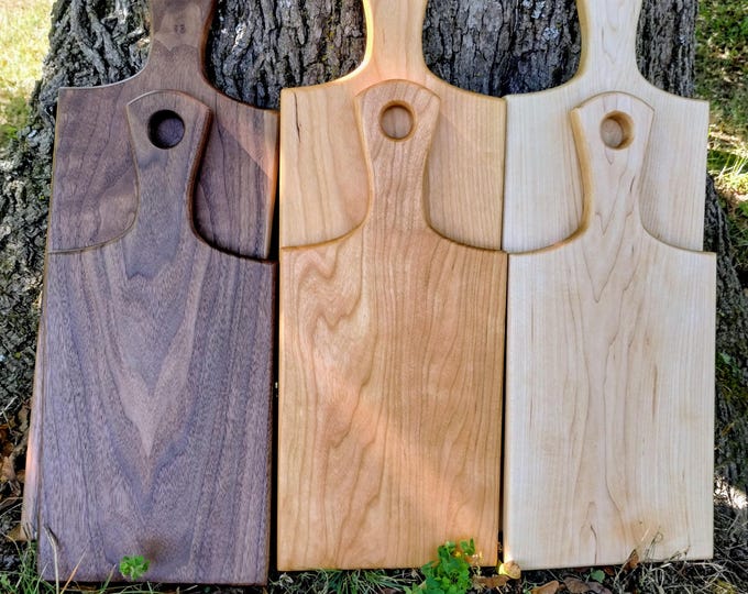 Handmade Vermont Wood Cutting Board With Handle: Walnut, Cherry, Maple ...