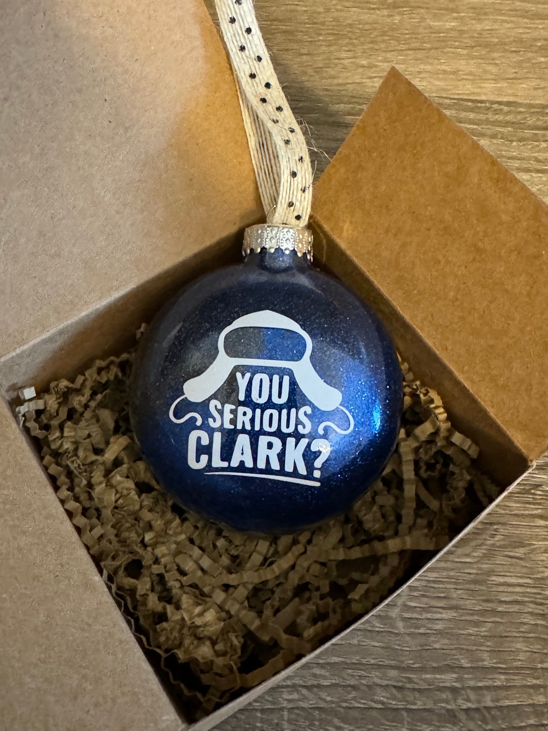 Ornament - You Serious Clark? (glass With Blue and Black Glitter) - Etsy