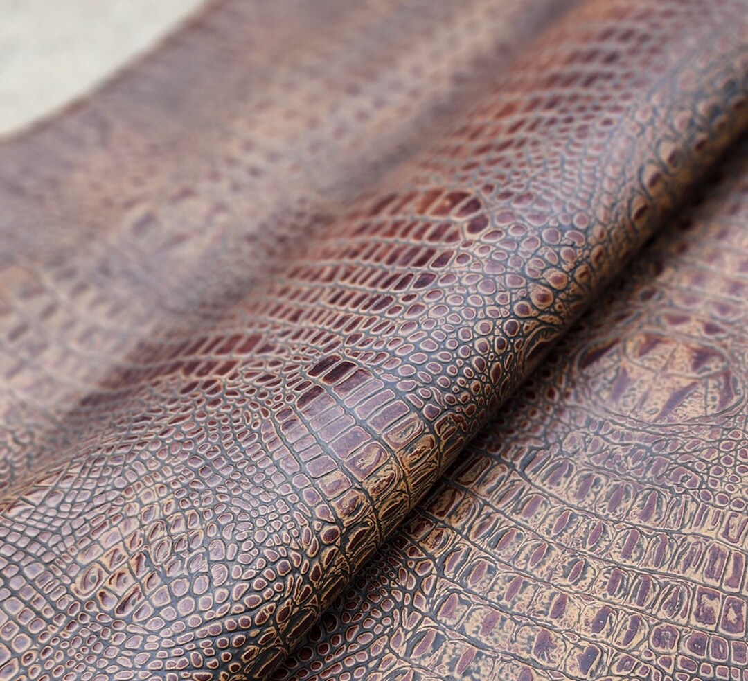 Embossed Leather Half Hide With Unique Alligator Print - Brown Color ...