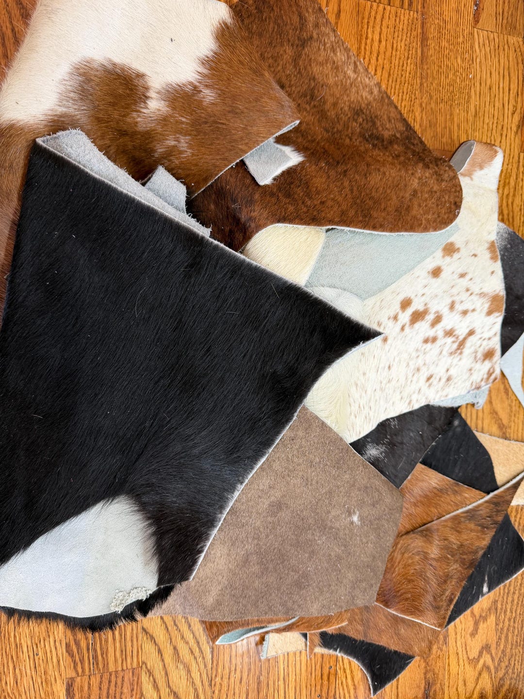Hair on Hide Leather Pieces | Genuine Cowhide Leather Scraps | Natural ...