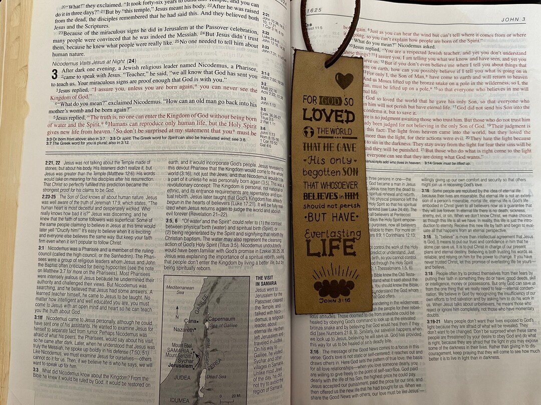 Laser-engraved Leather Bookmark – John 3:16 - Etsy