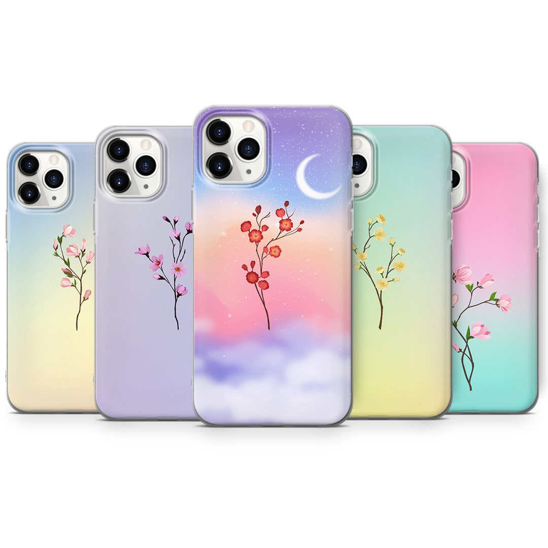 Cute Floral Phone Case Pastel Ombre for iPhone 14, 13, SE 2020, Xr, 12 ...