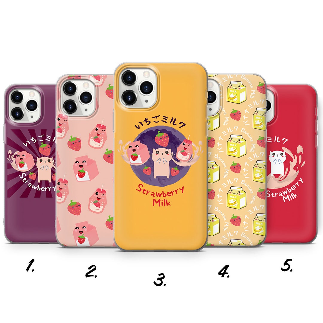 Kawaii Strawberry Milk Phone Case for iPhone 14, 13, SE 2020, Xr, 12 ...