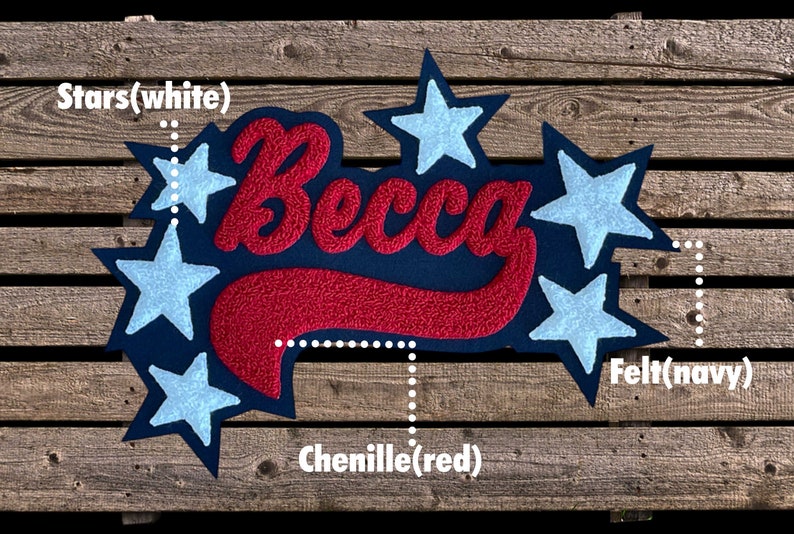 Custom Chenille Name Patch Letterman Jean Jacket Patch With Stars - Etsy