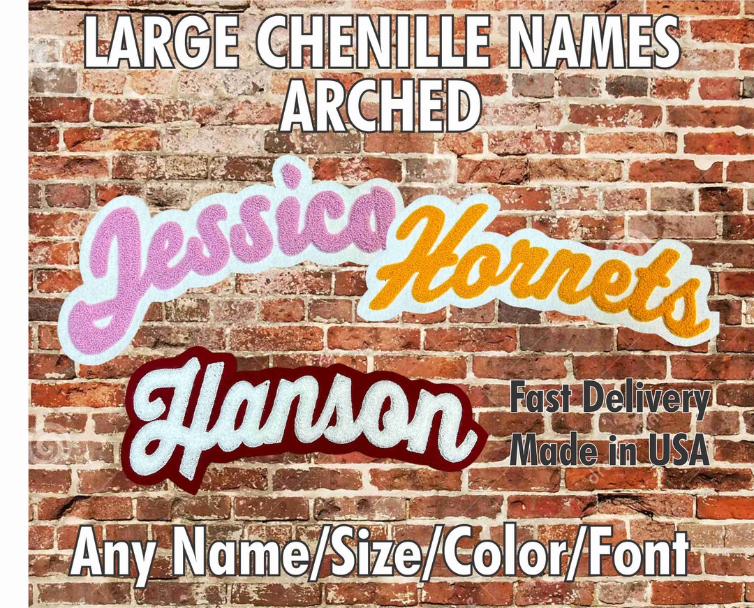 Custom Chenille Script Name Letterman Jacket Patch Arched - Etsy