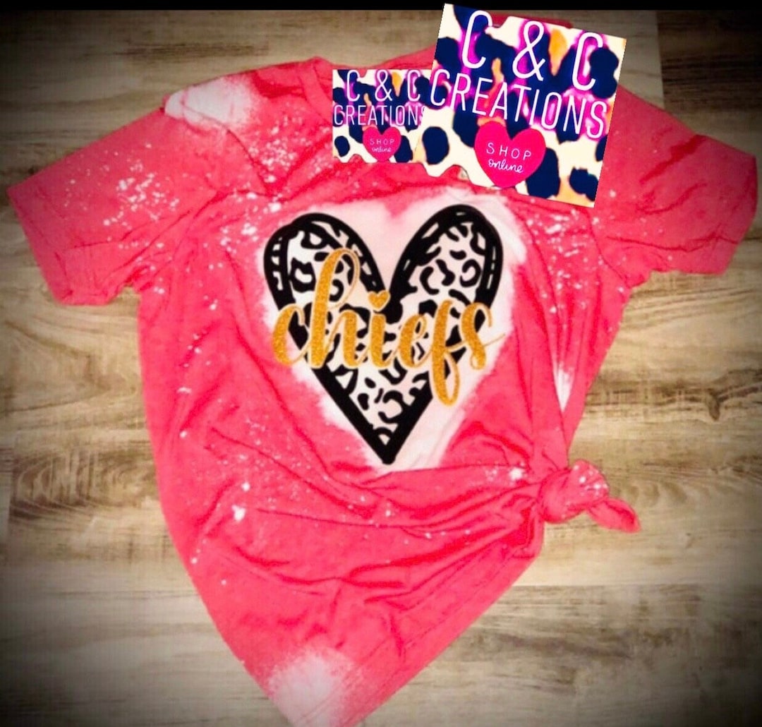 Leopard Print Chiefs Heart Bleached Tee - Etsy
