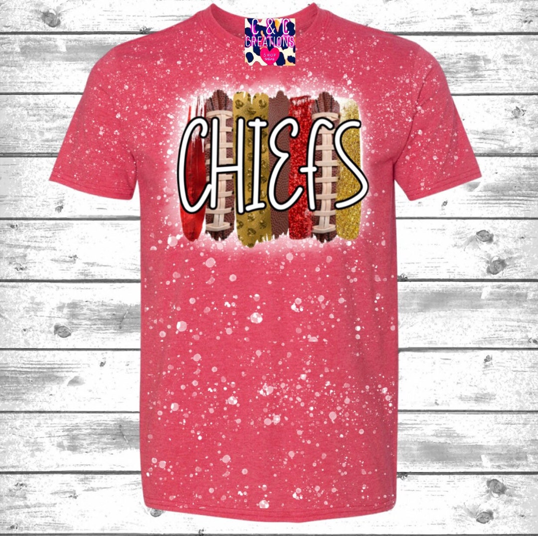 Chiefs Watercolor Red Bleached Tee - Etsy
