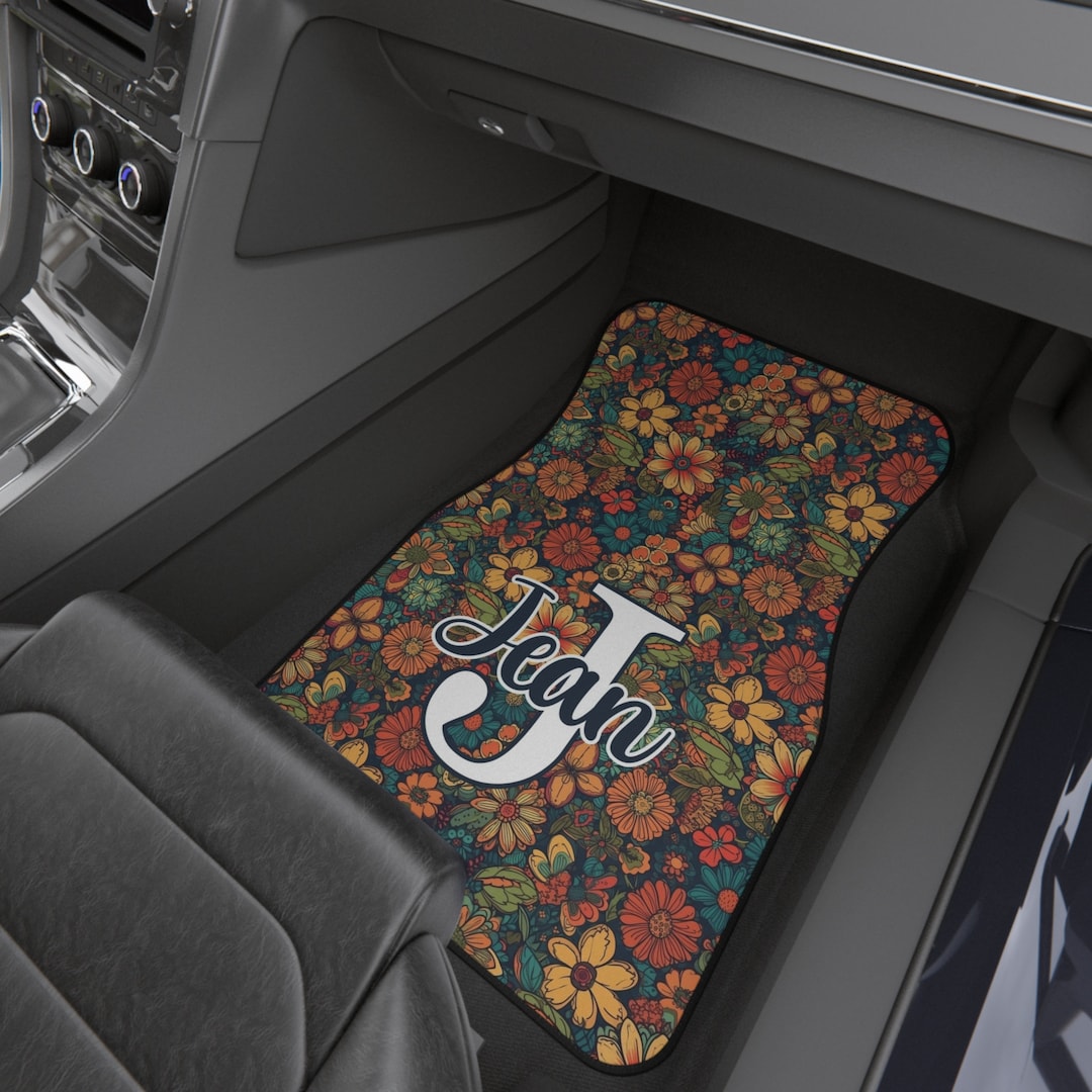 Personalized hippie Floral Car Floor Mats/ Car Floor Mats/ Personalized ...