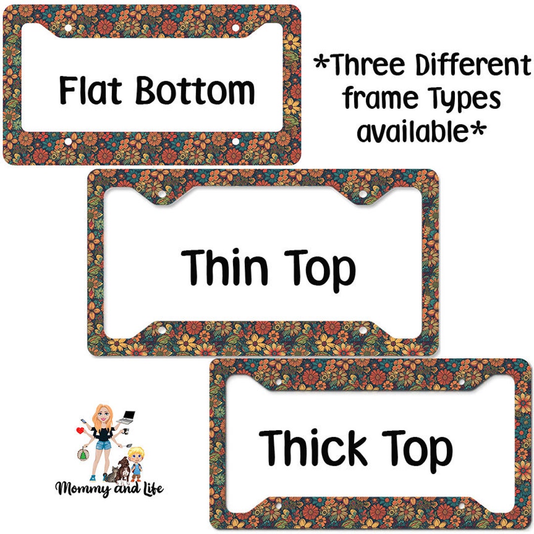 Hippie Floral License Plate Frames/ Hippie License Plate Frame/ Flat ...
