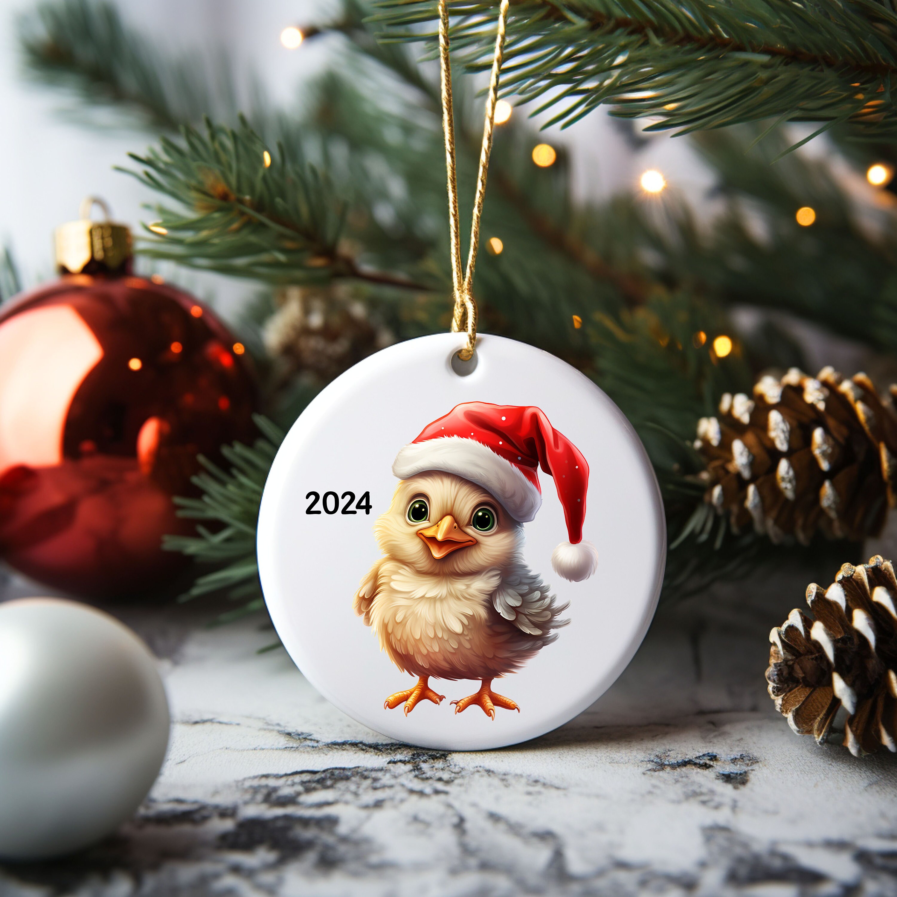 2024 Chicken Ceramic Ornament Chicken Christmas Ornament Chicken Gift Ornament 2024 Personalized Ornament Chicken Farm Ornament Etsy