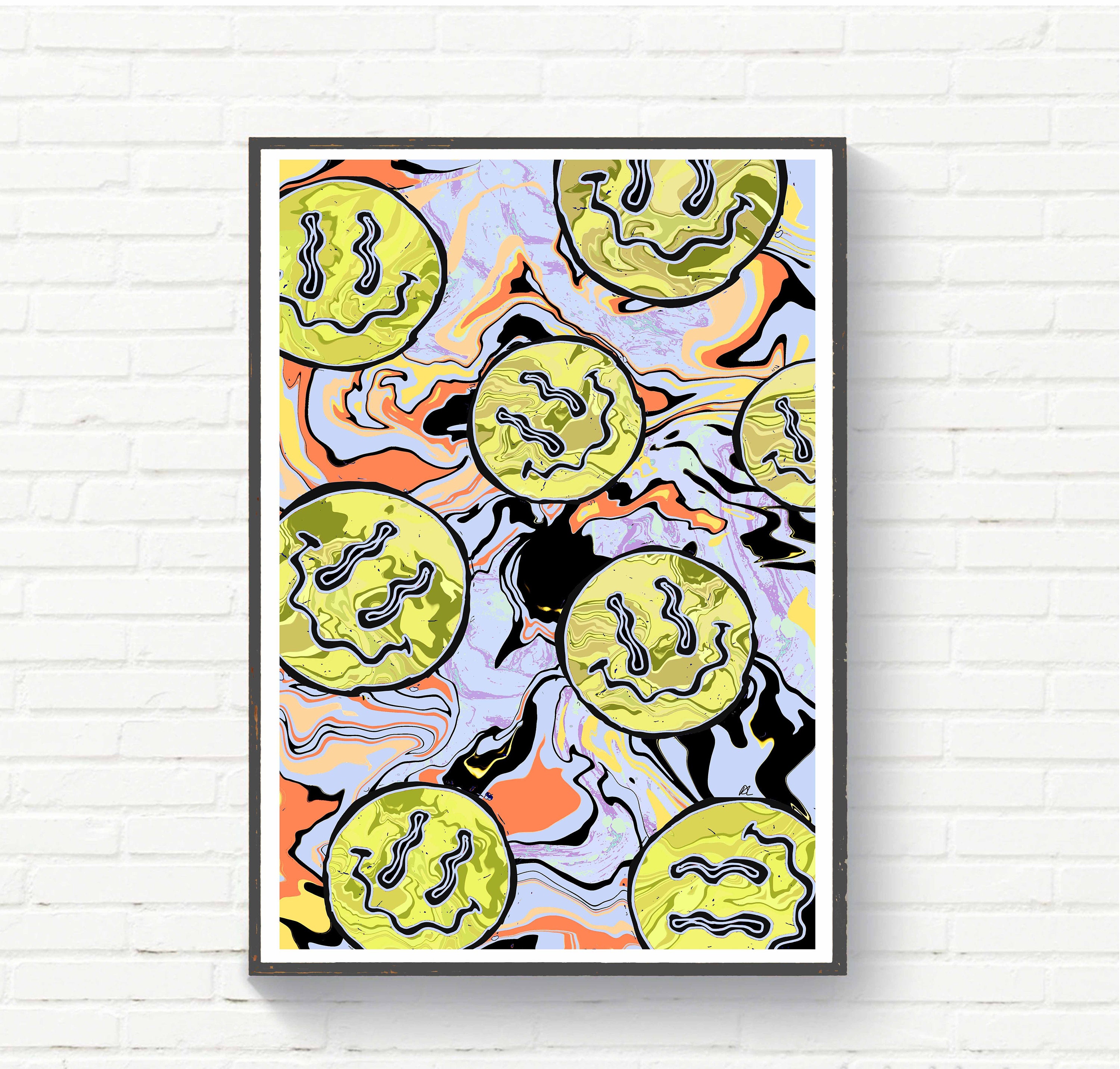 Print , Rave Smileys. Wall Art Print - Etsy