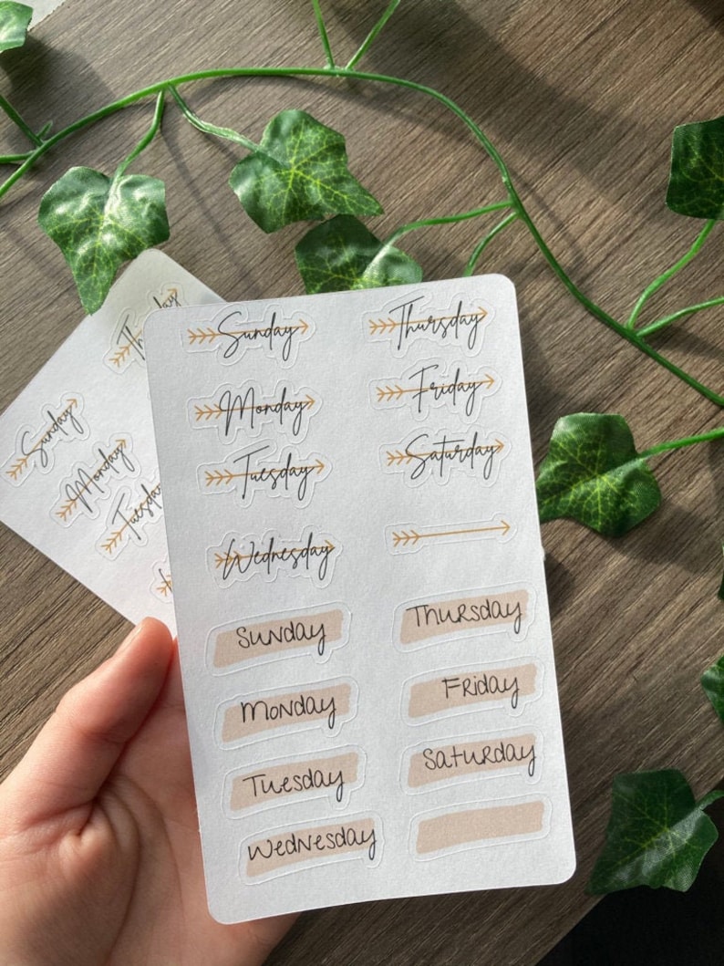 Pink and Gold Days of the Week Bullet Journal and Planner Stickers I 2 ...