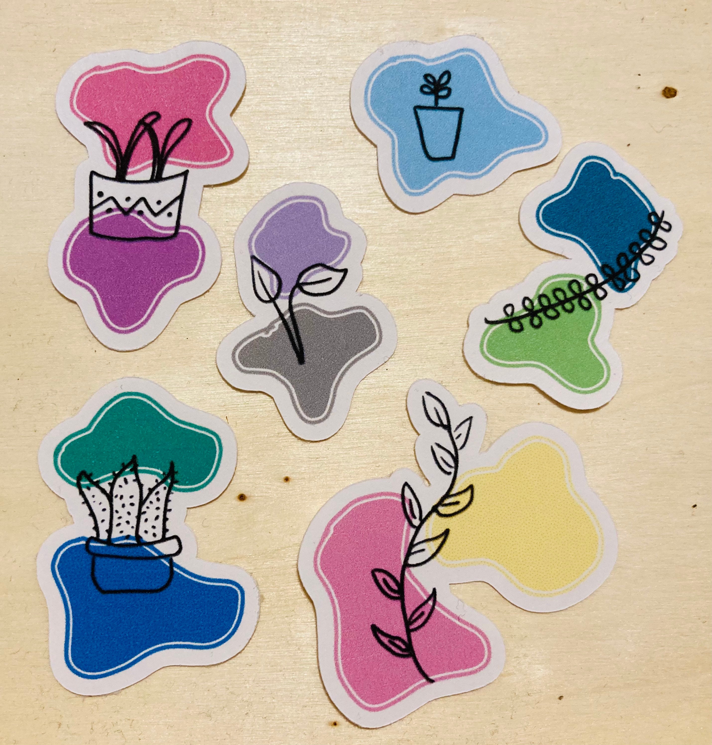 Paint Splatter Matte Plants Stickers I Set of 6 - Etsy