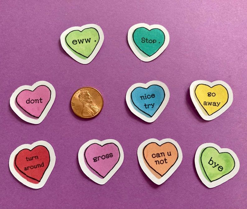 Anti-valentines Rude and Real Heart Stickers for Planners, Bujos ...