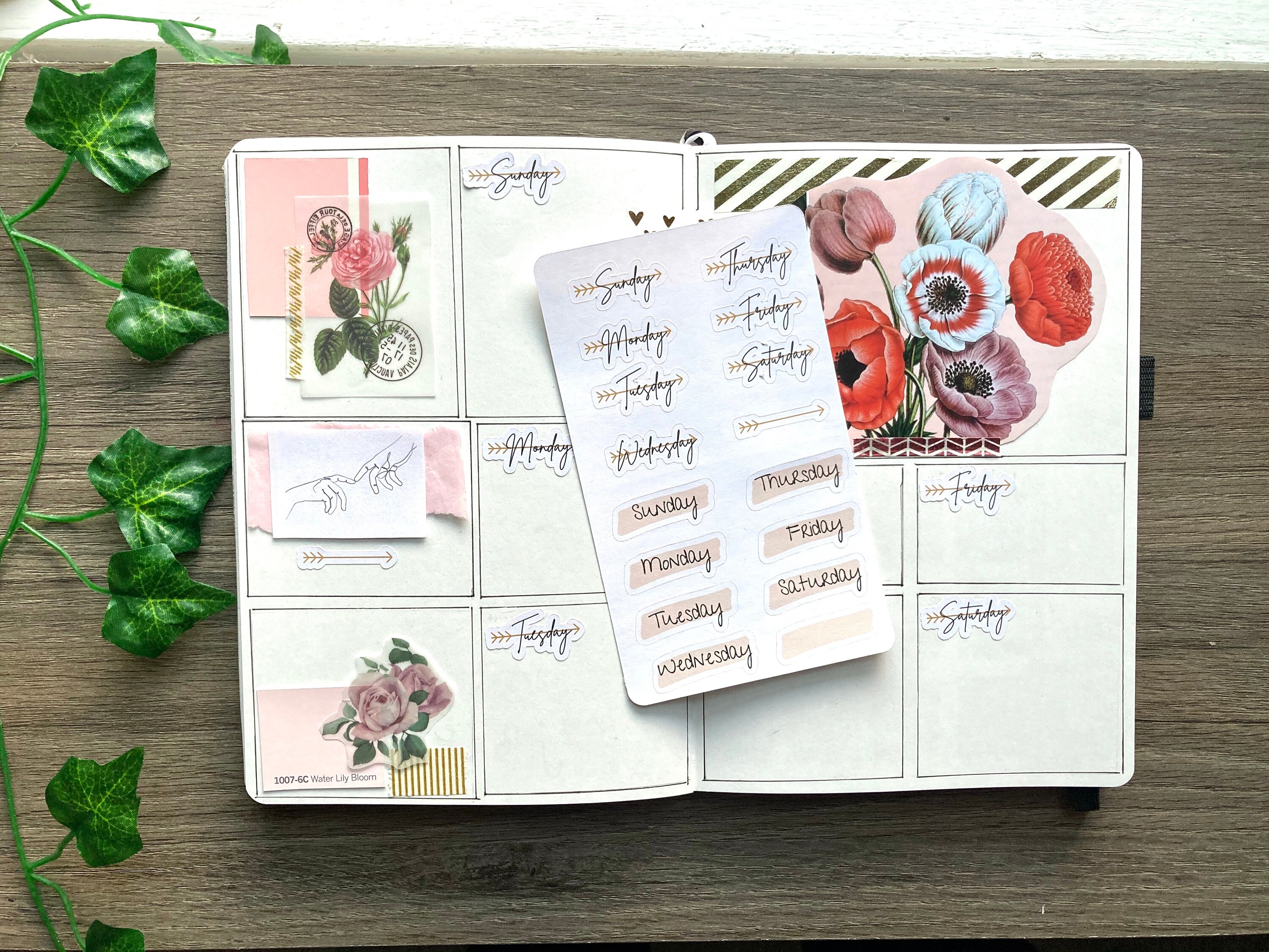 Pink and Gold Days of the Week Bullet Journal and Planner Stickers I 2 ...