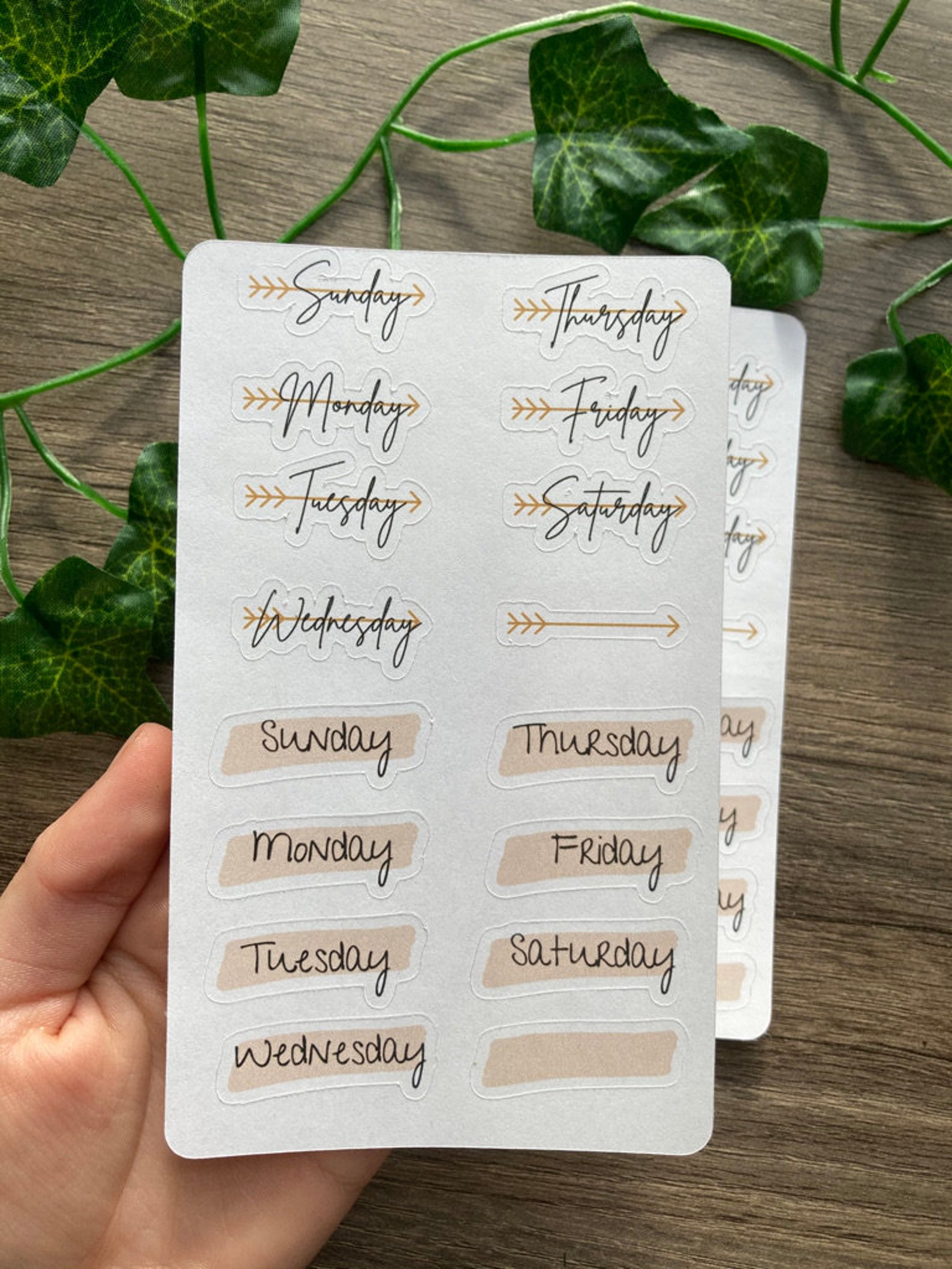 Pink and Gold Days of the Week Bullet Journal and Planner Stickers I 2 ...