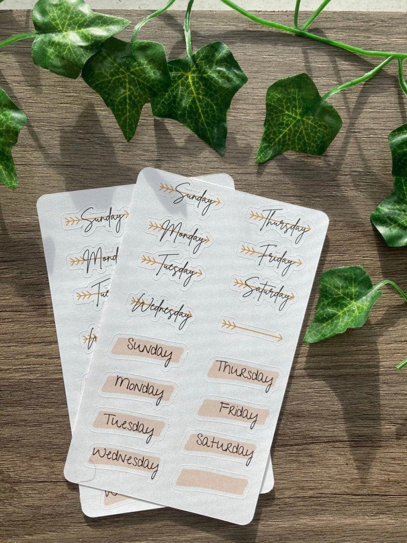 Pink and Gold Days of the Week Bullet Journal and Planner Stickers I 2 ...