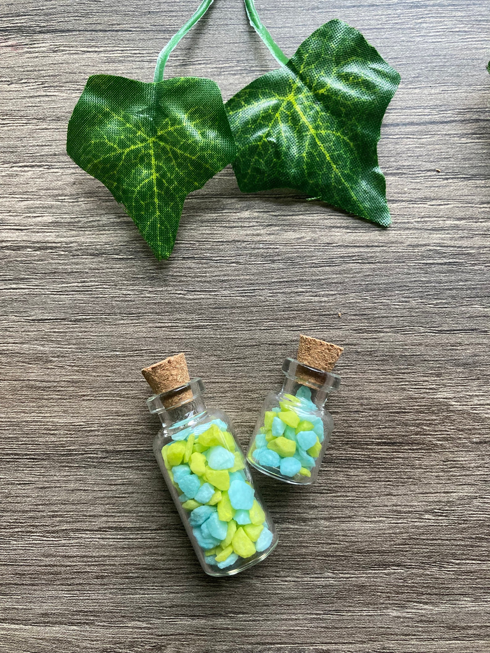 Large and Mini Vial With Cork Blue Green Crystal Gemstones Pebbles ...