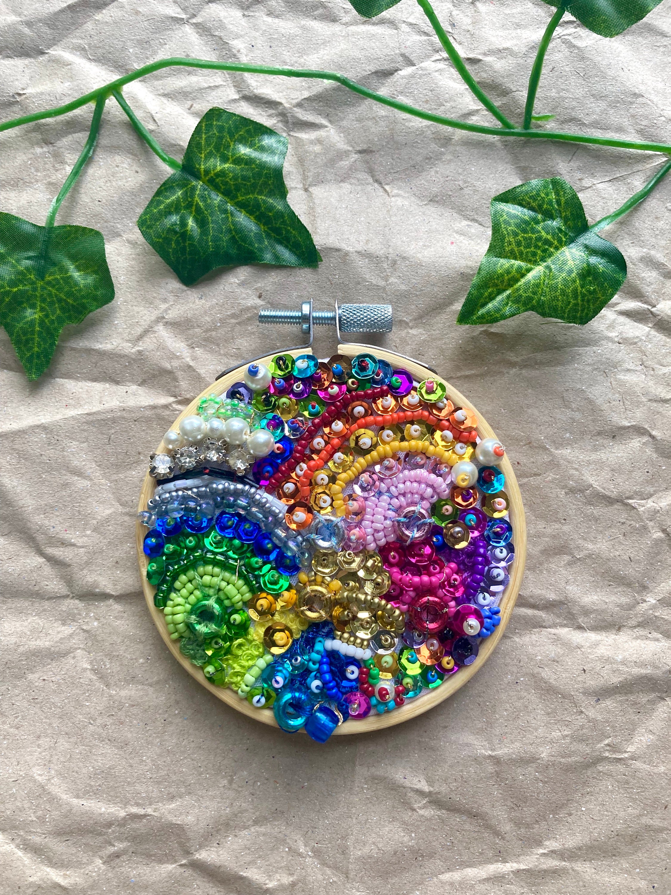 Beautiful Bright & Shiny Collage Art Pearl, Bead, Confetti Embroidery L ...