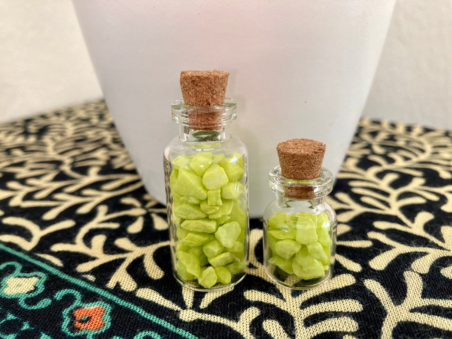 Large and Mini Vial with Cork Blue Green Crystal Gemstones | Etsy