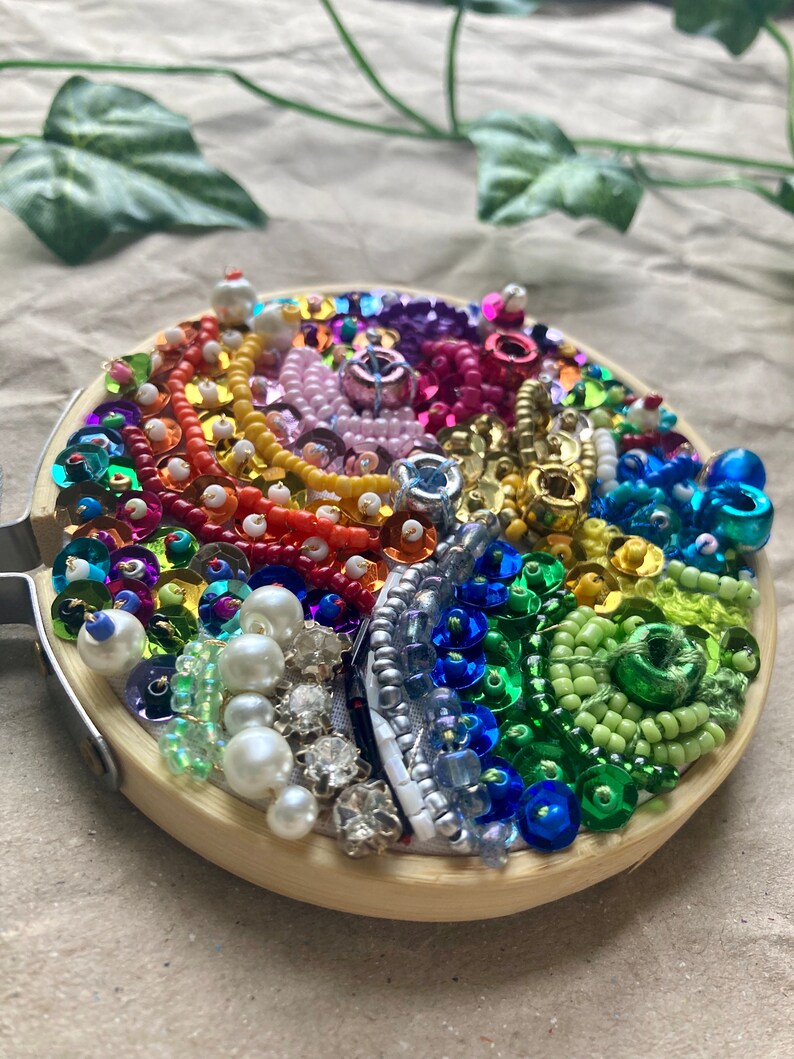 Beautiful Bright & Shiny Collage Art Pearl, Bead, Confetti Embroidery L ...