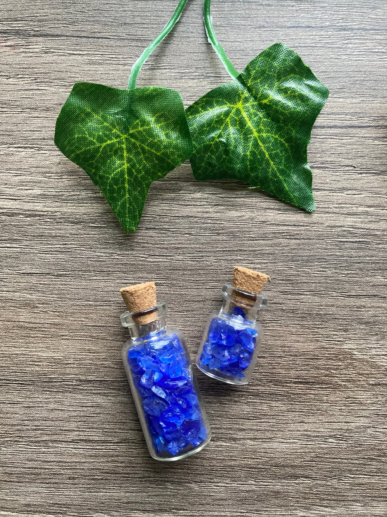 Large and Mini Vial With Cork Blue Green Crystal Gemstones Pebbles ...
