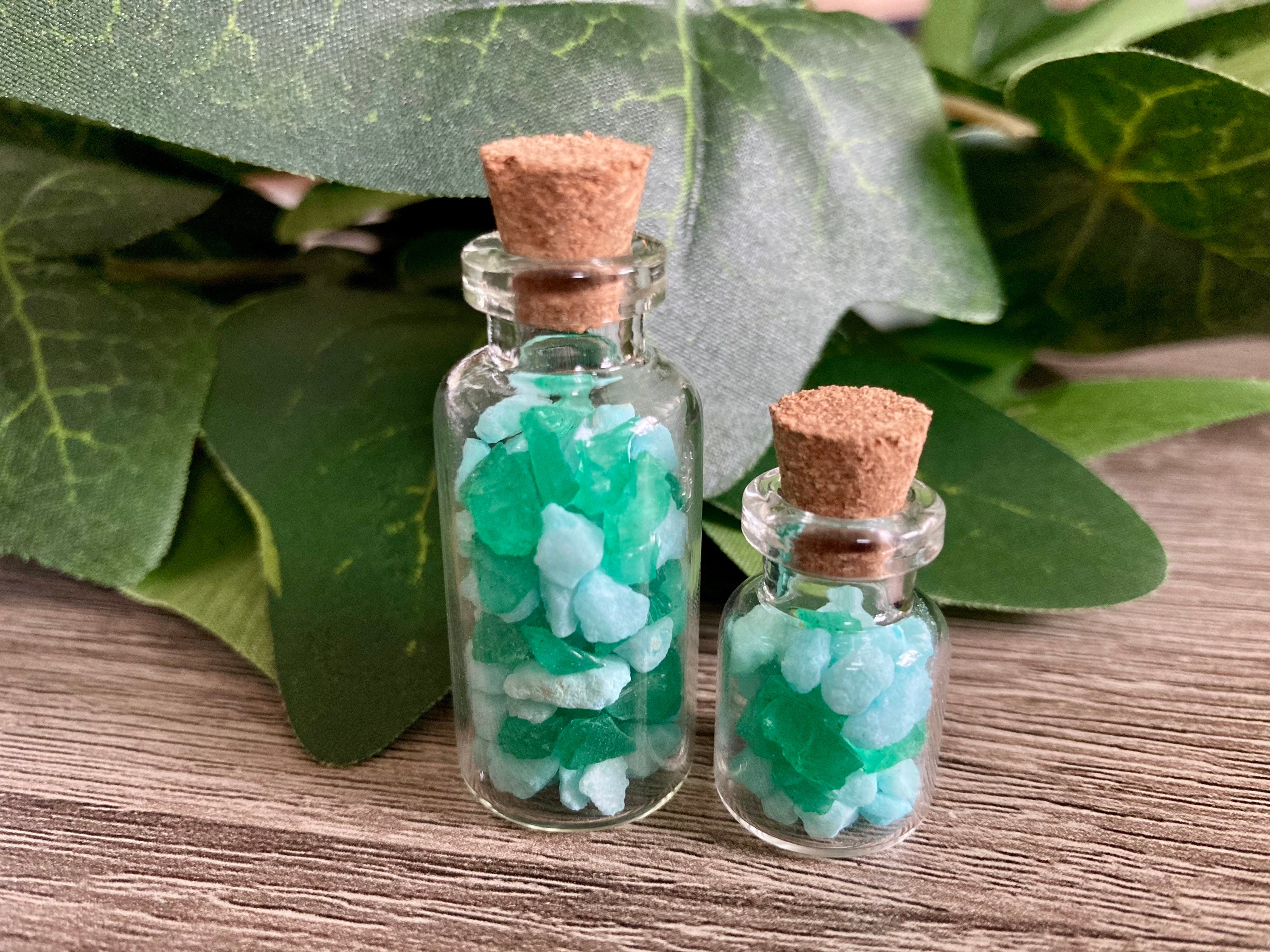 Large and Mini Vial With Cork Blue Green Crystal Gemstones Pebbles ...