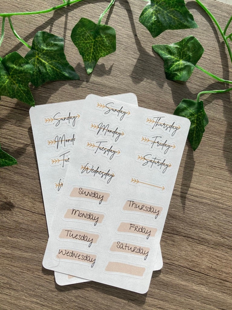 Pink and Gold Days of the Week Bullet Journal and Planner Stickers I 2 ...