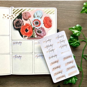 Pink and Gold Days of the Week Bullet Journal and Planner Stickers I 2 ...